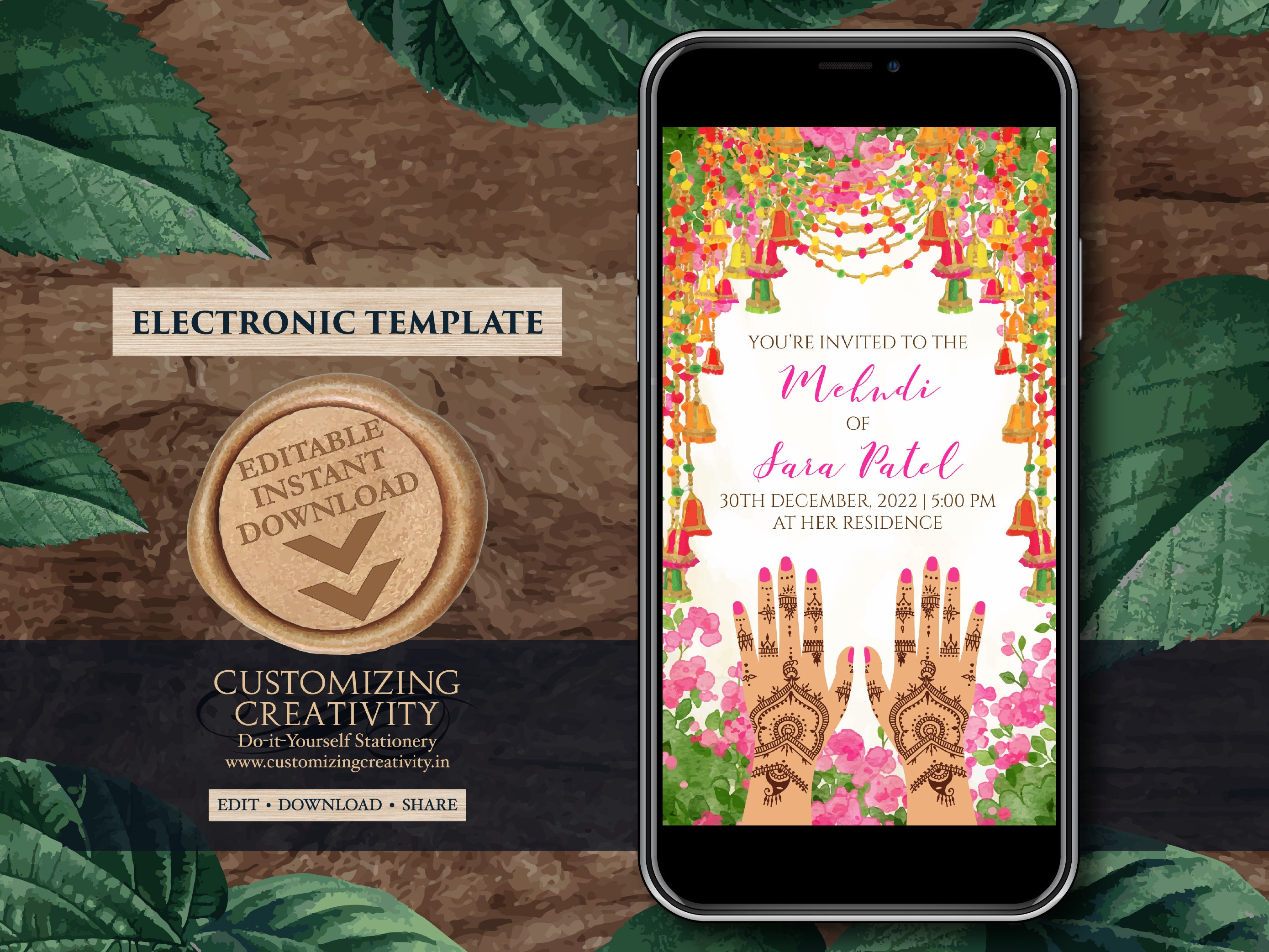 Mehendi Invitations Mehndi Invitations as Mendhi Invites - Etsy UK