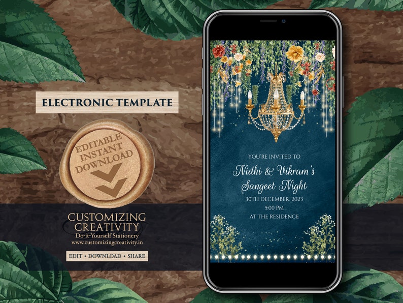 Sangeet Invites & Digital Sangeet Cards Indian Sangeet - Etsy