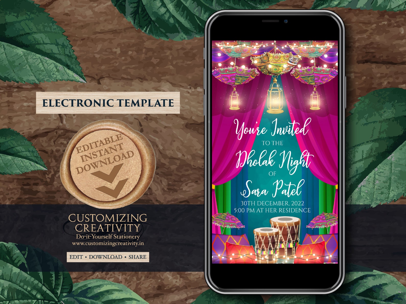 Dholki Invitations as Dholki Invites Dholak Invitation & | Etsy Canada