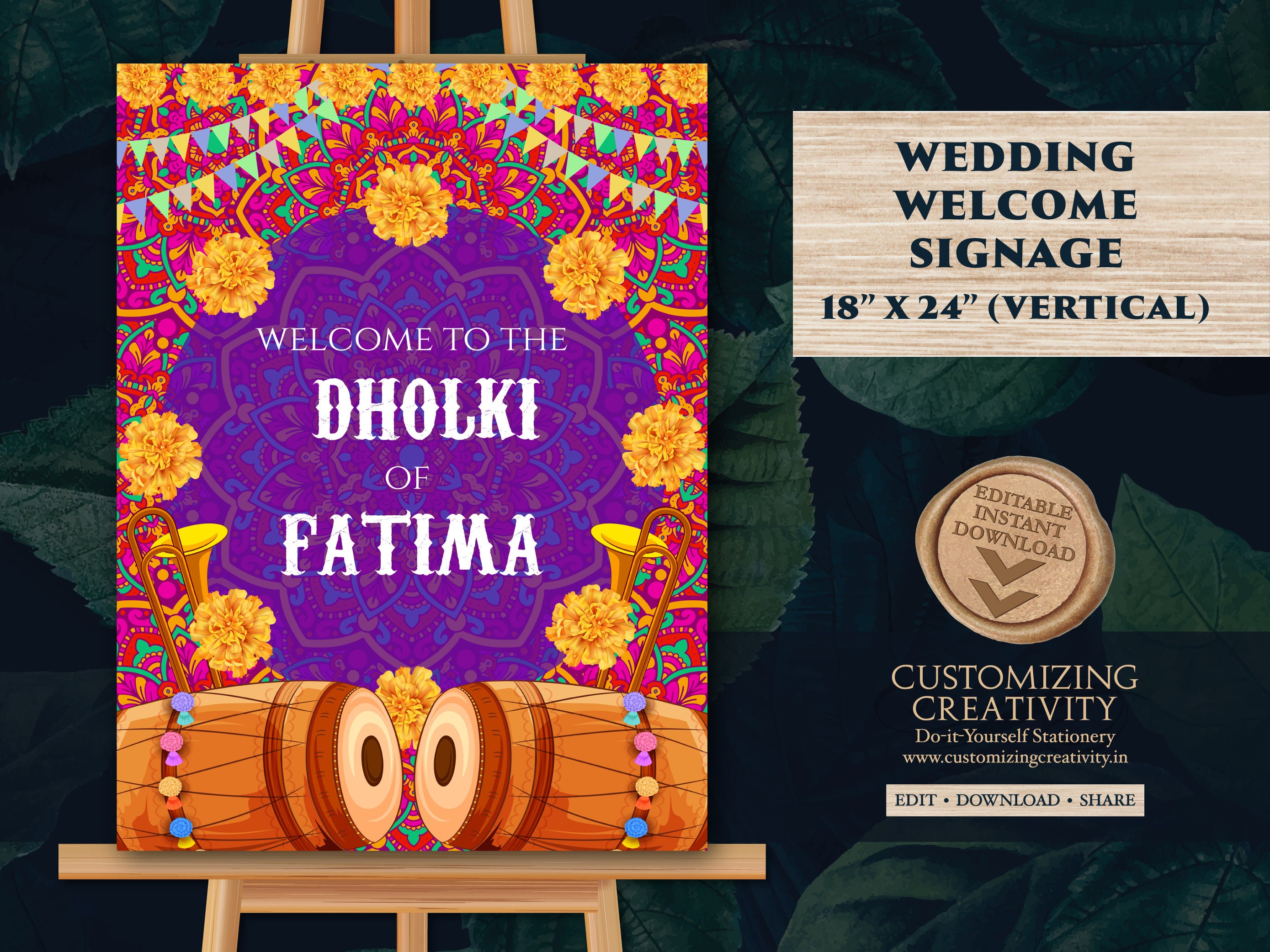 Dholki Decorations & Dholki Welcome Signs Muslim Dholki Signs - Etsy UK