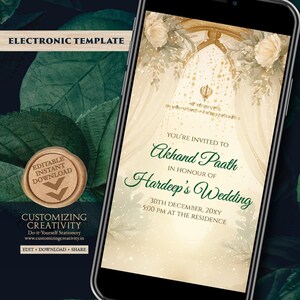 Akhand Path Invitation: Elegant Floral Sikh Wedding (digital Template ...