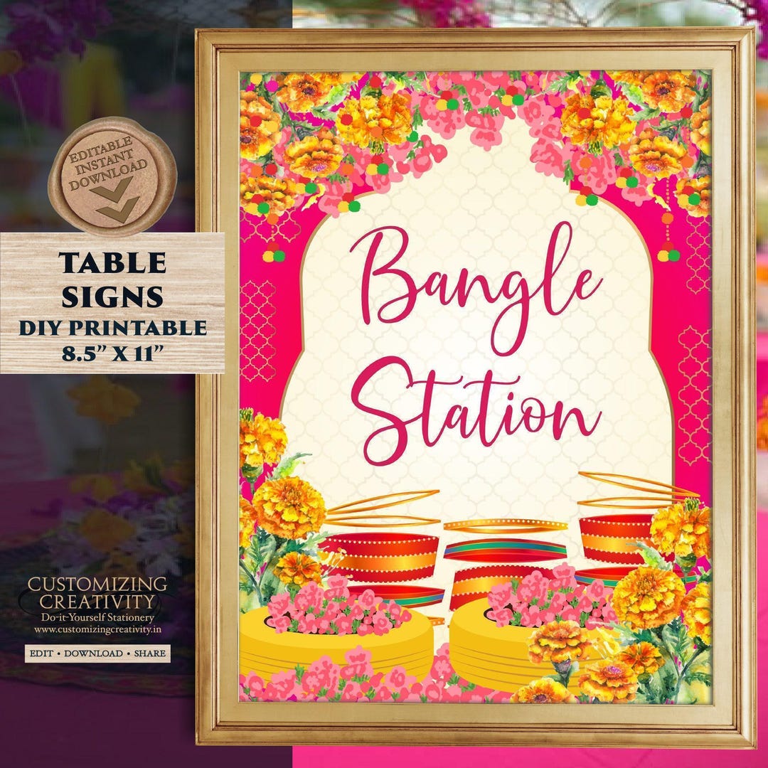 Bindi Station Sign Bangle Bar Sign & Sign for Mehndi Decoration, Bangle ...