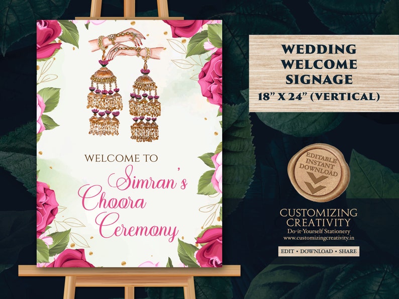 Chura Signs Choora Ceremony & Choora Signs Choora Welcome - Etsy