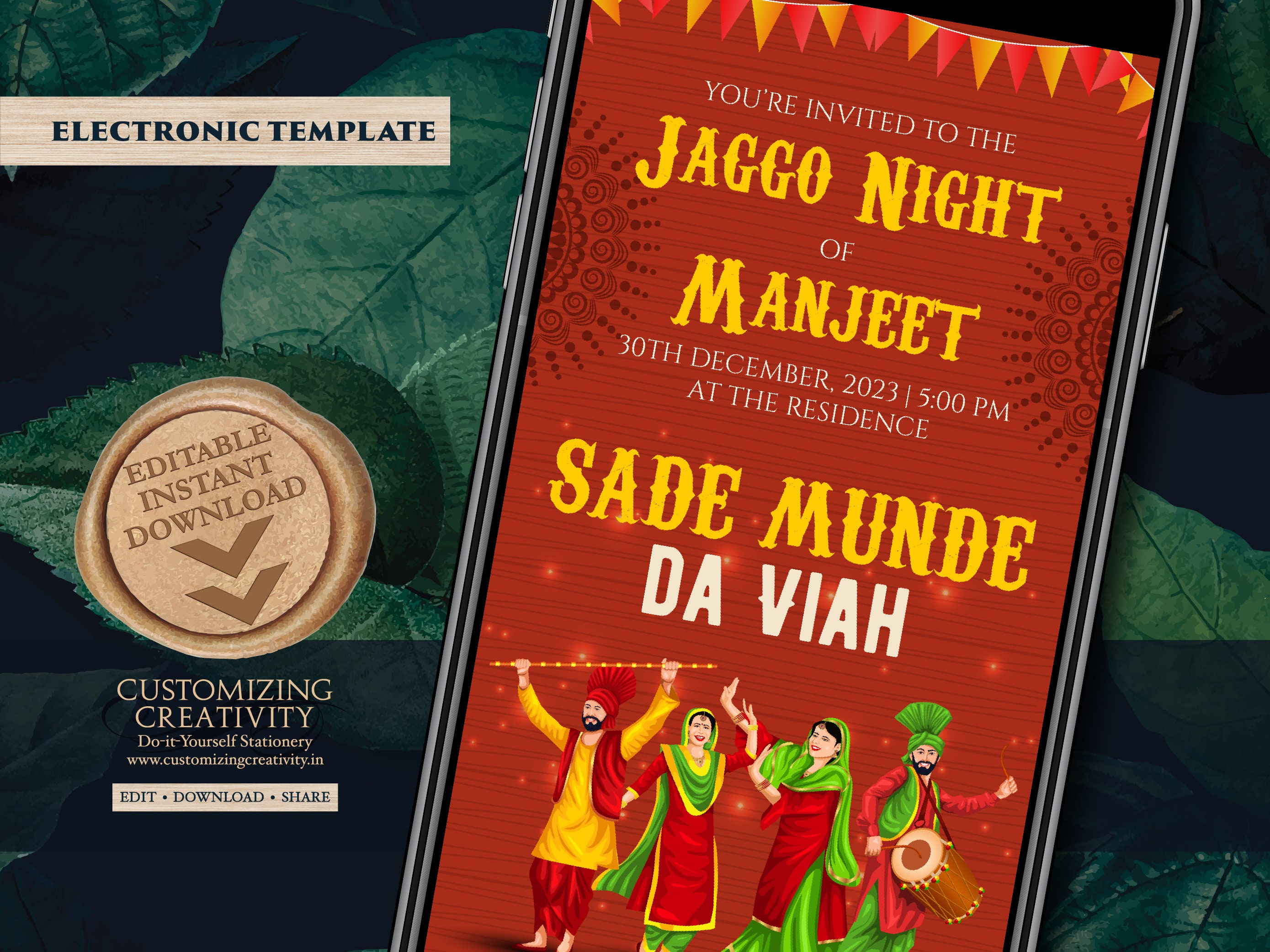 Jaggo Invite as Punjabi Invitations Digital Jaggo Card & Jago - Etsy ...