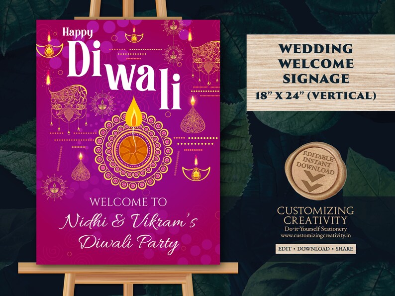 Diwali Party Welcome as Diwali Dinner Welcome Signs Diwali - Etsy