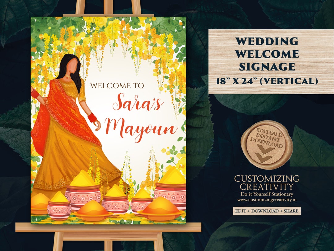 Maiyan Signs Mayoun Welcome Signs Haldi Decor, Haldi Welcome Sign ...