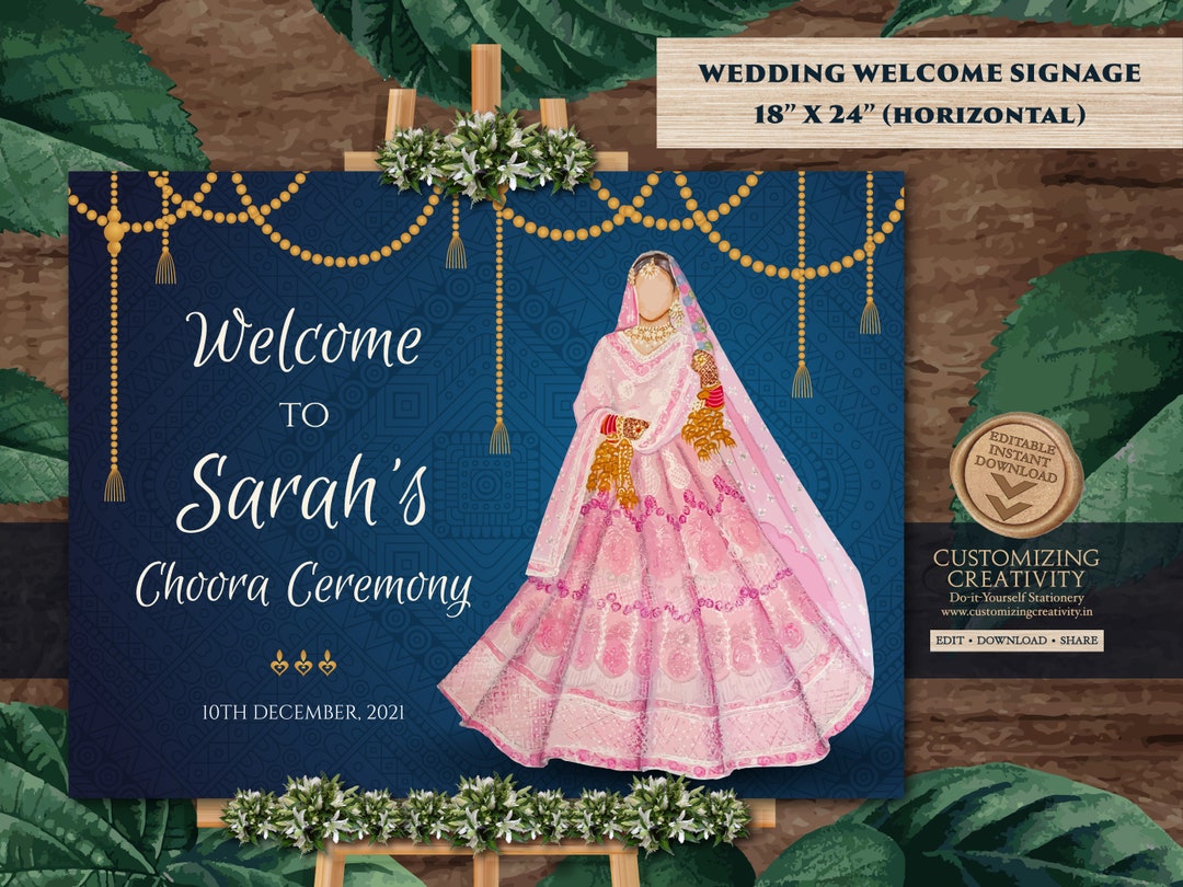 Choora Welcome Signs Chura Ceremony & Chura Signage, Choora Ceremony ...