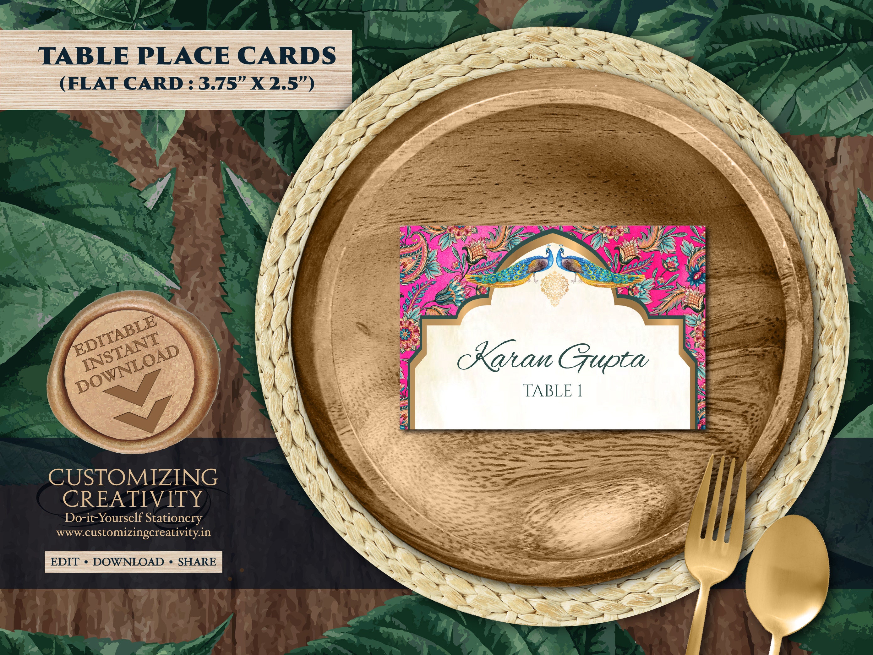 Place Cards Paper & Party Supplies Paper Peacock Food Label Indian ...