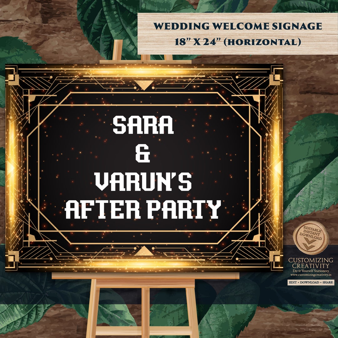 Indian Wedding Cocktail Welcome Sign After Party Signs, Wedding ...
