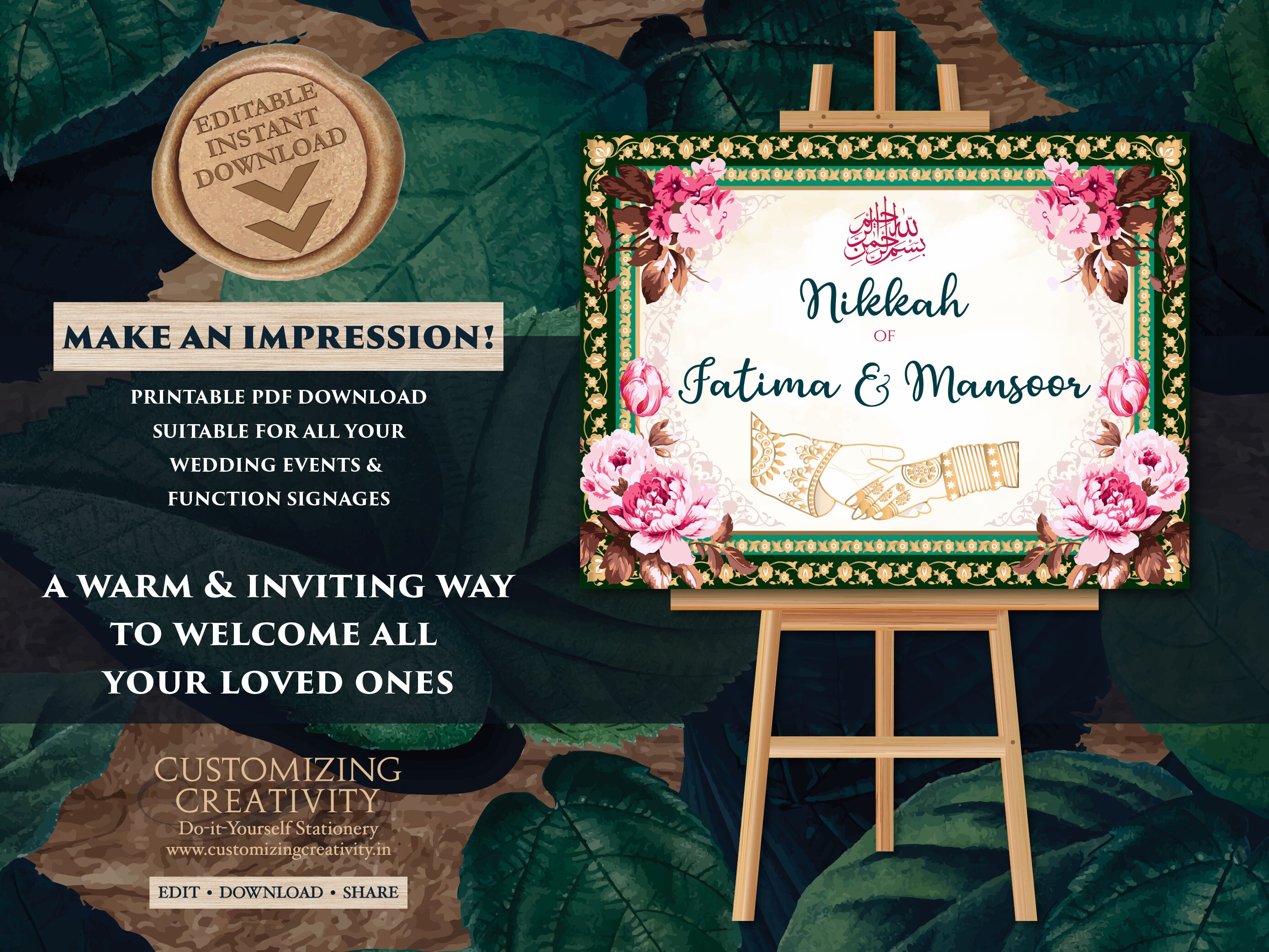 Muslim Wedding Sign as Nikah Welcome Sign Muslim Welcome Sign | Etsy