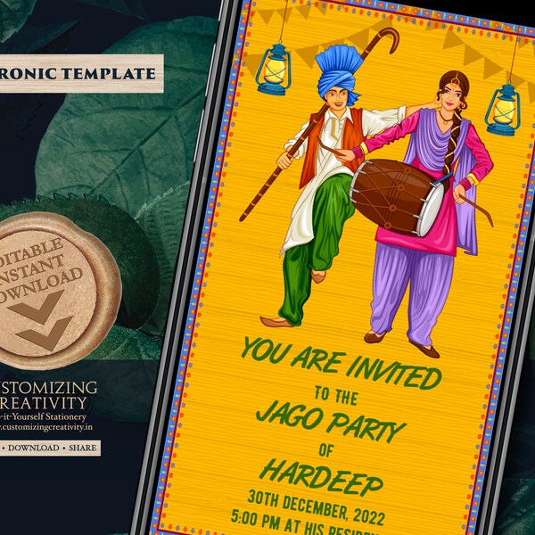 Punjabi Jago Invite - Etsy