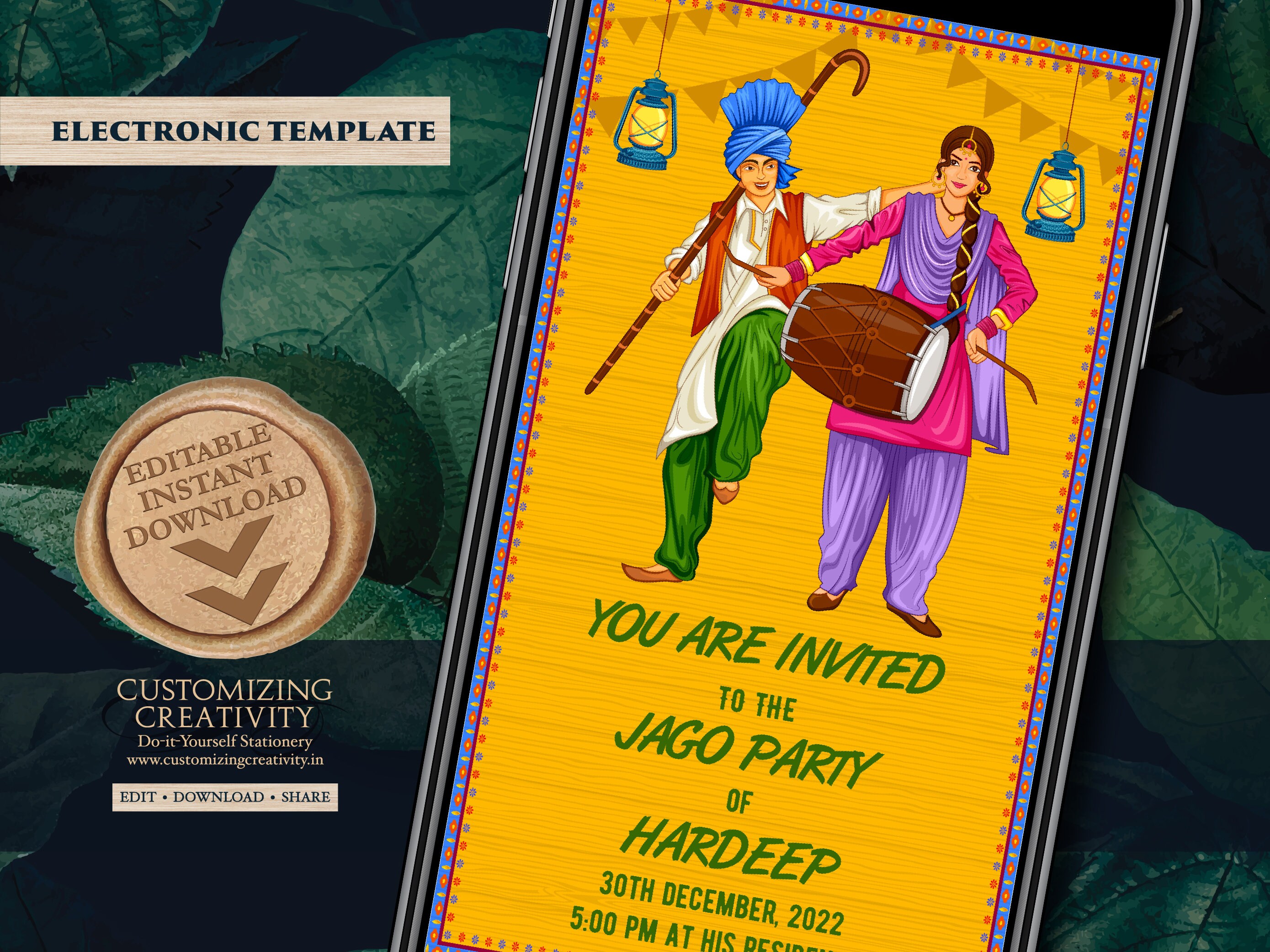 Jago Night invite Punjabi invitations Digital Jago | Etsy