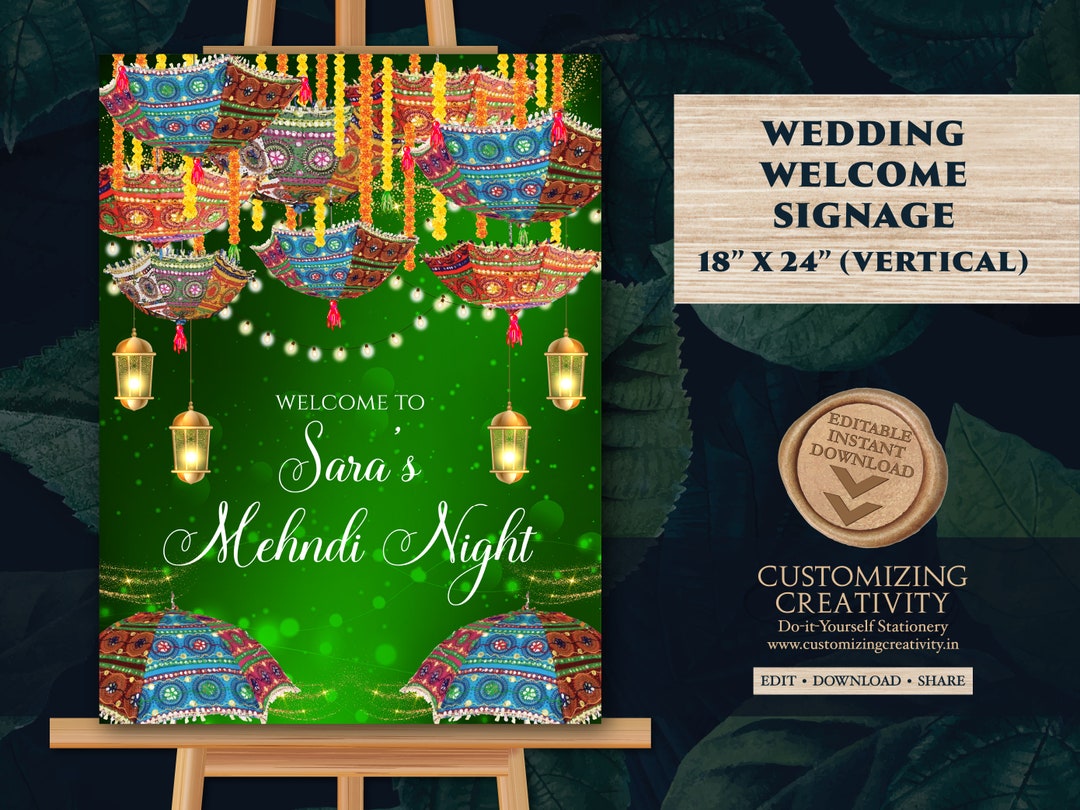 Mehndi Signs as Mehndi Decor Signs, Mehndi Welcome Signs & Mendhi Decor ...