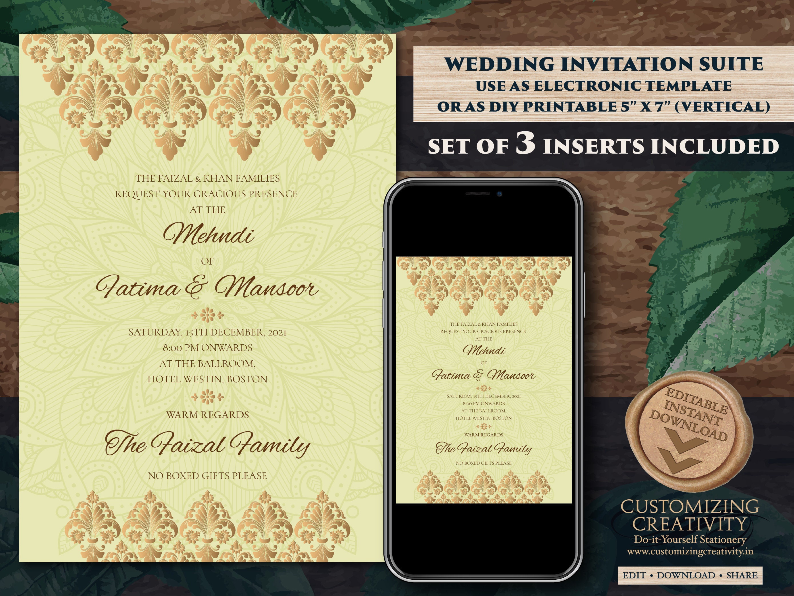 Muslim invitation as Royal Wedding Card Shaadi invitations | Etsy