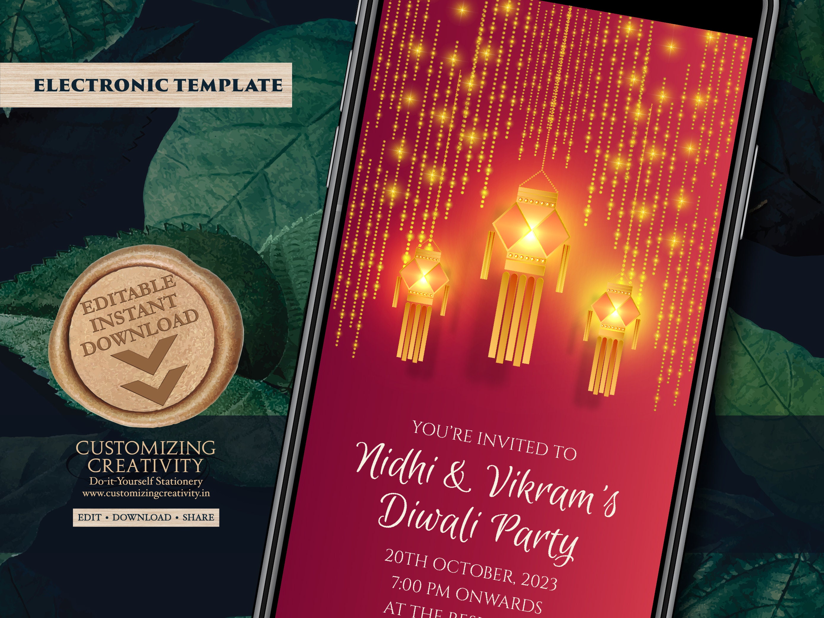 Diwali Dinner Invites as Happy Diwali Invite Diwali - Etsy