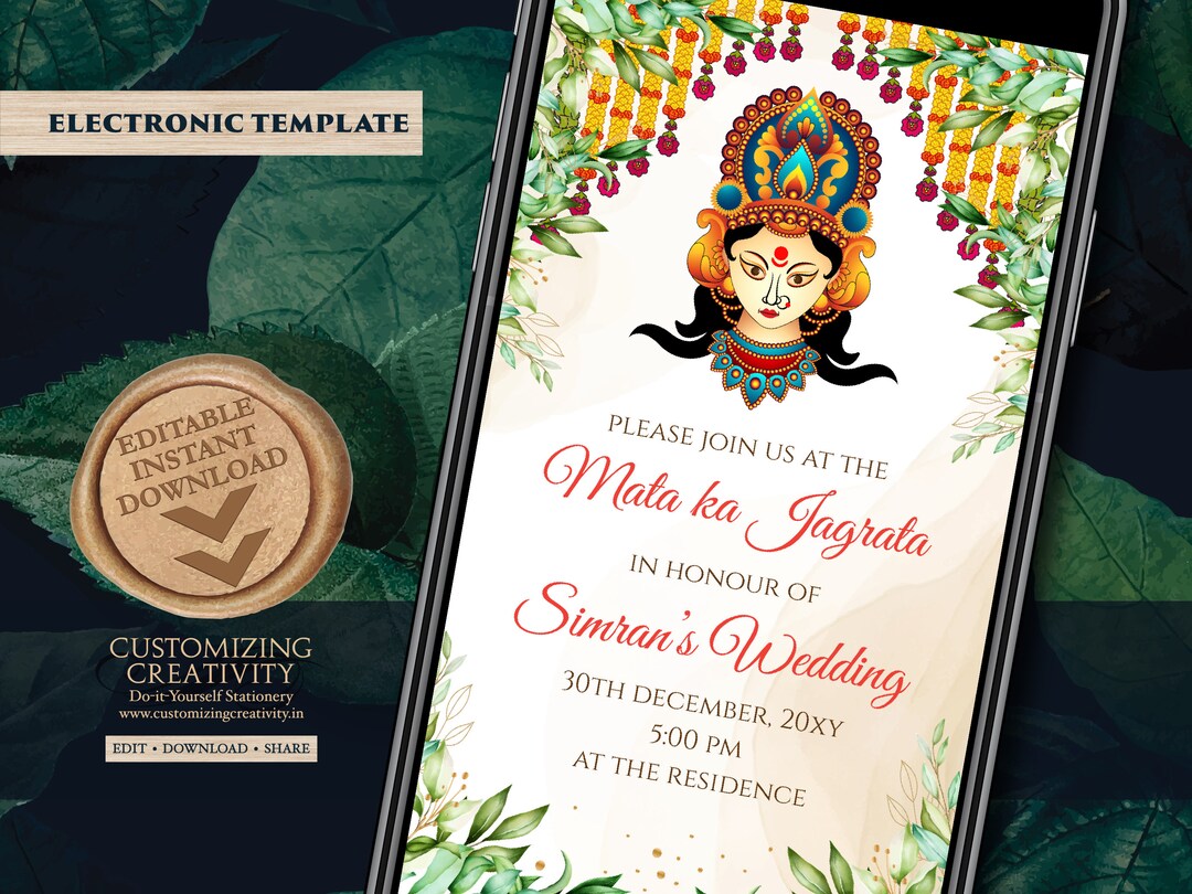 Mata Rani Invites Mata Ki Chowki Invitation, Chowki Puja Invitations ...