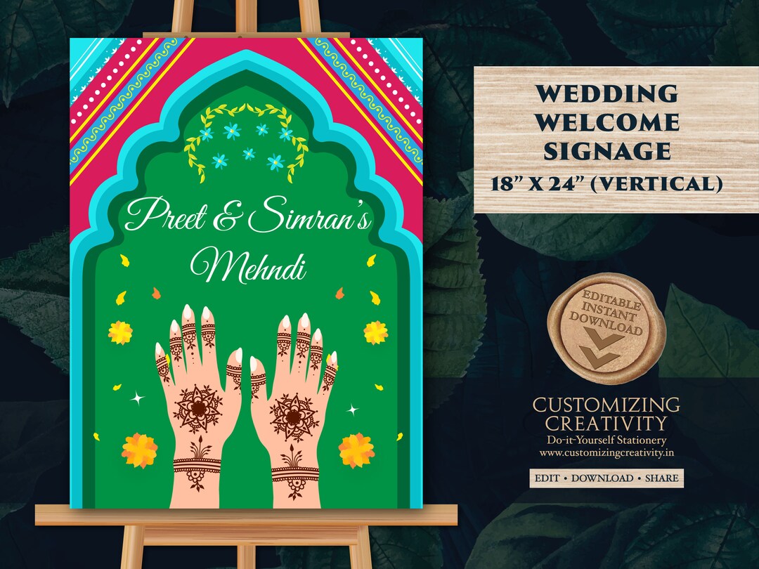 Mehndi Welcome Poster Mehendi Decor Welcome to Mehndi Signs & - Etsy