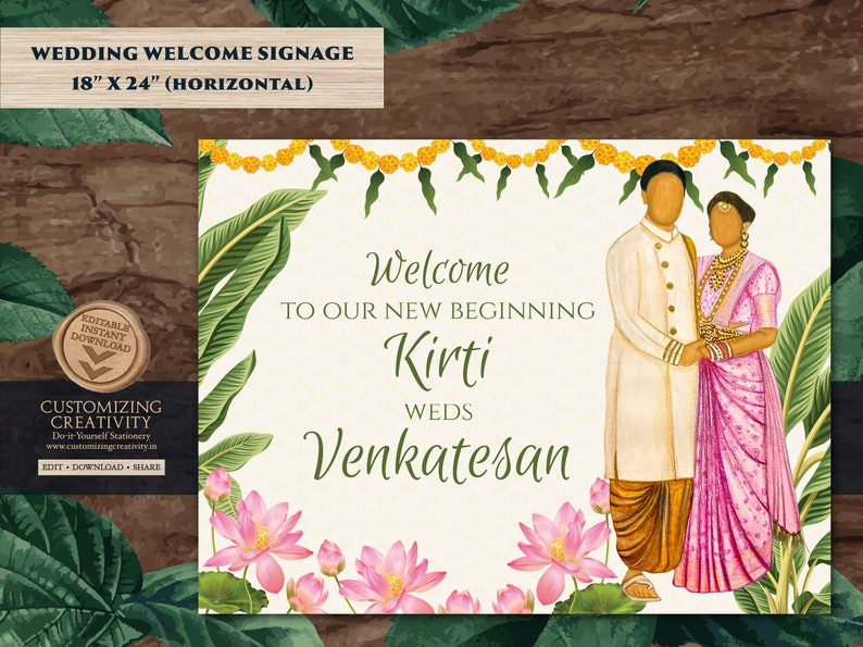 Tamil Welcome Signs South Indian Wedding Signs Indian - Etsy
