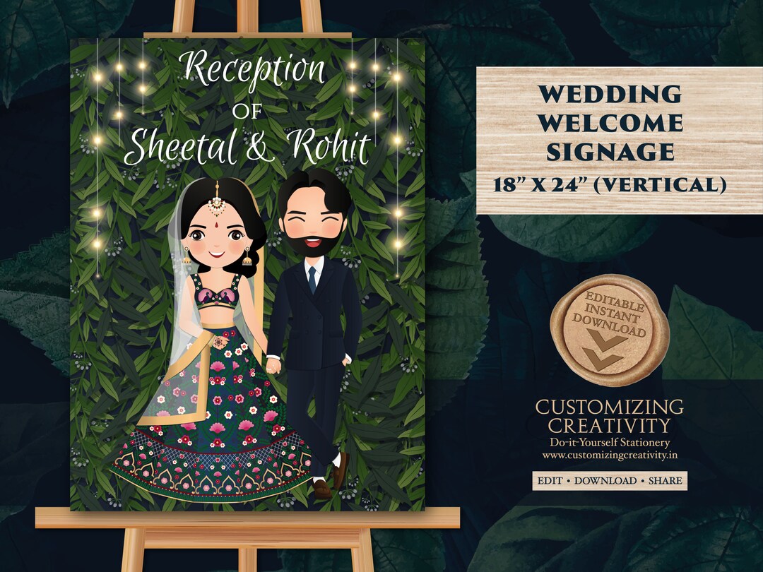 Indian Wedding Reception Welcome Sign Welcome to Reception Sign, Indian ...