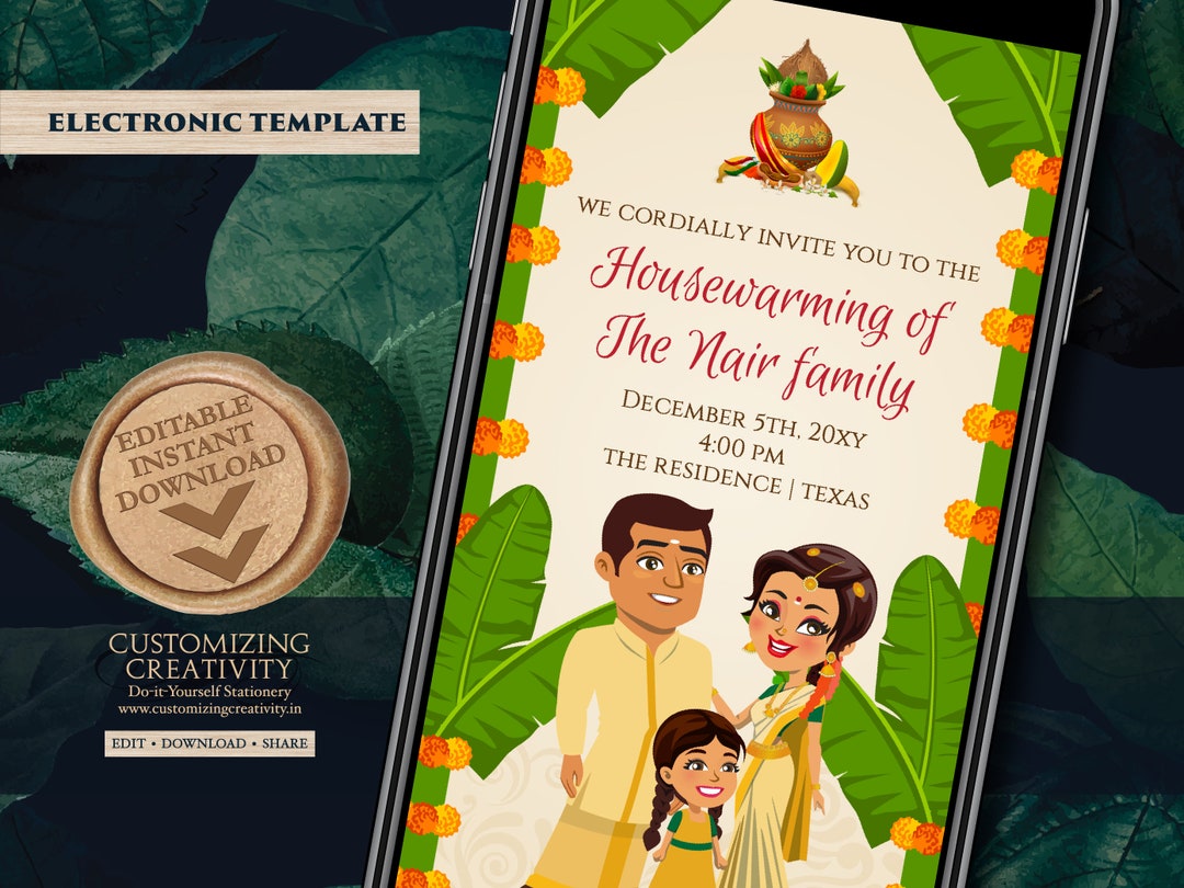 Gruhapravesham Invitation Grihapravesh Invite, Indian Housewarming ...