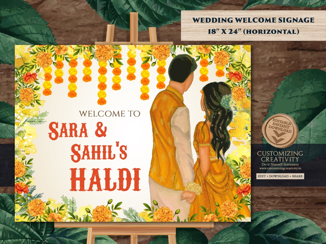 Haldi Decoration as Haldi Decor, Couple Haldi Signages & Pithi Signages ...