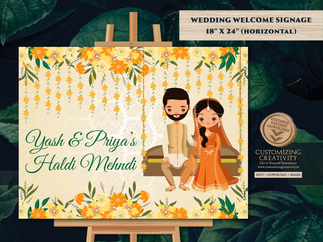 Haldi Decoration Haldi Welcome Sign & Pithi Welcome Sign Haldi Poster ...