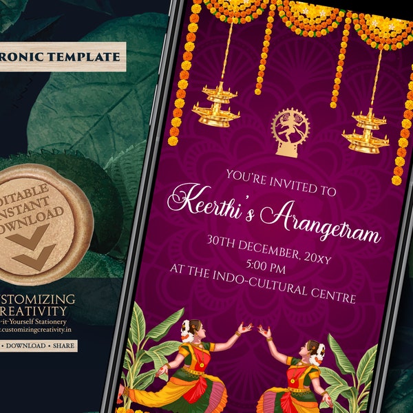 Arangetram Invitation Templates - Etsy
