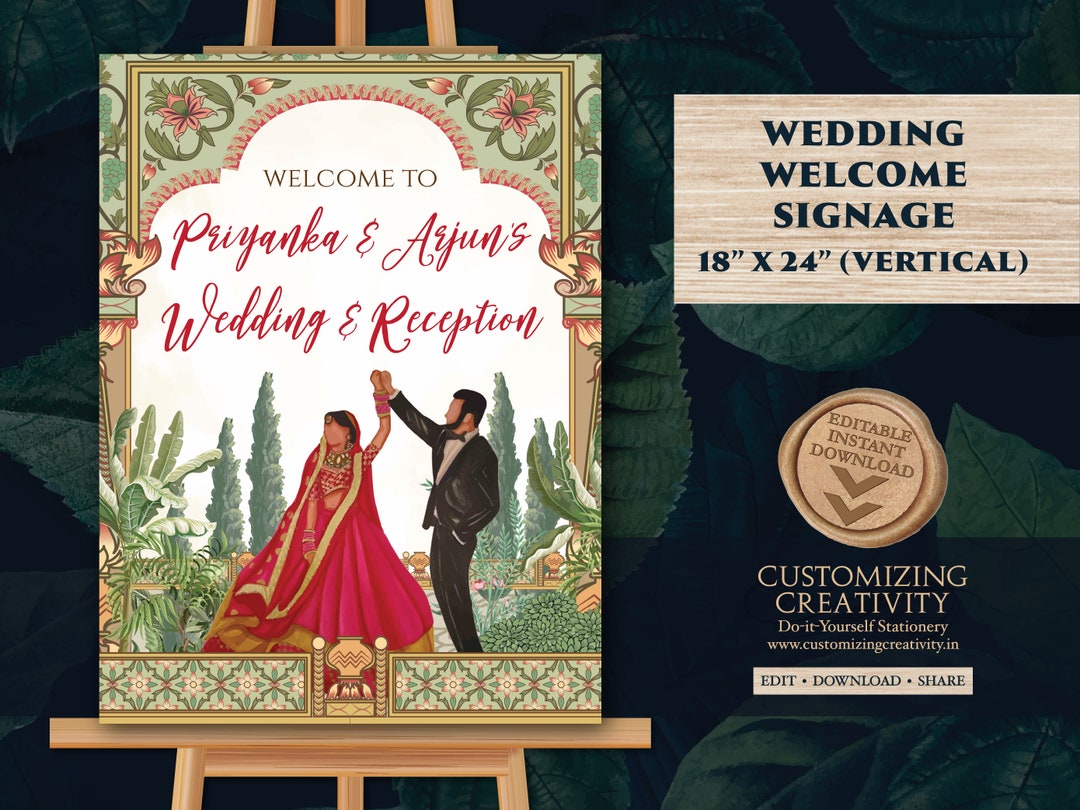 Indian Wedding Sign Hindu & Indian Welcome Sign, Hindu Wedding Welcome ...