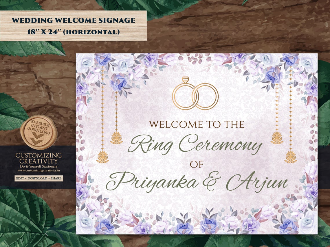 Roka Signs as Ring Ceremony Signs Engagement Welcome Sign as | Etsy