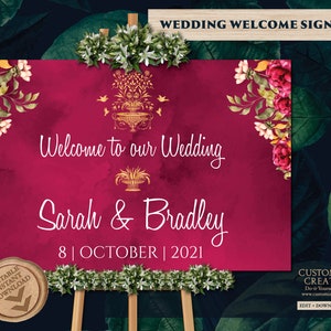 Maroon Welcome Signs as Jewel Tone Signages, Maroon Wedding Signs as ...
