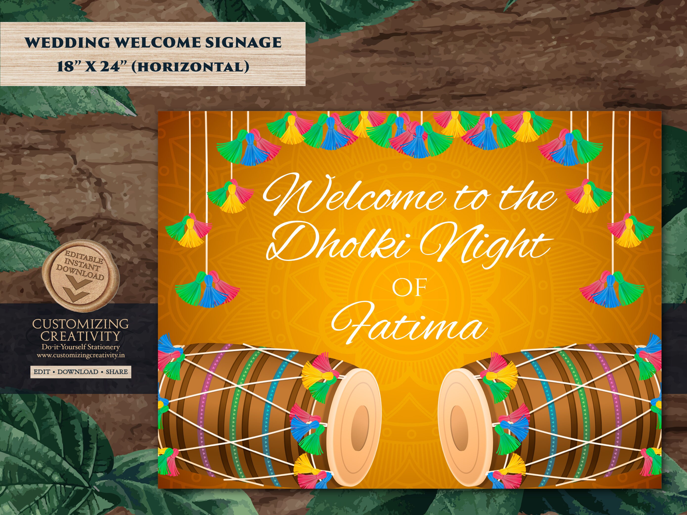 Dholki Night Signs as Welcome Dholki Signs Muslim Dholki | Etsy