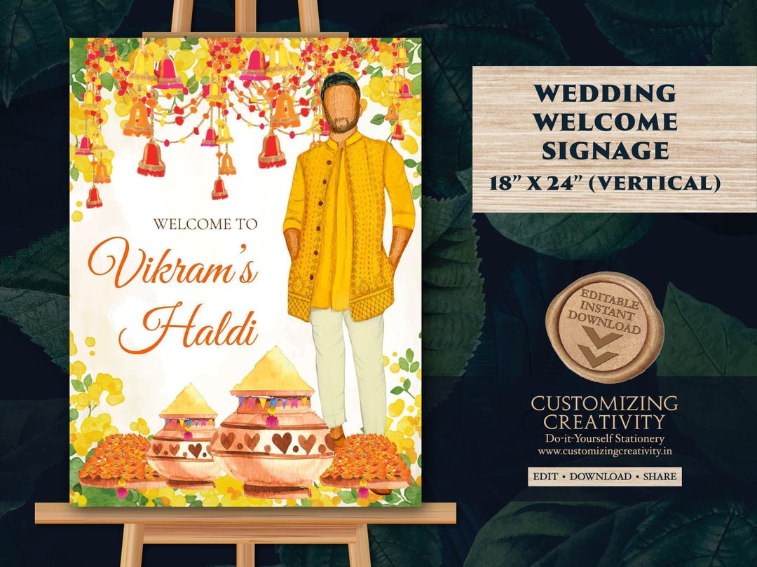 Boy Haldi Posters & Groom Haldi Signs, Welcome to Haldi Sign for Boy as ...