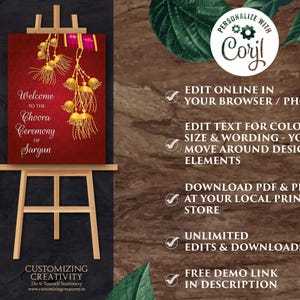 Indian Wedding Welcome Sign: Choora Ceremony Decor (digital Template ...