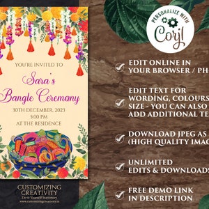 Bangle Ceremony Invite as Chura Invites, Chura Invitation & Chura ...