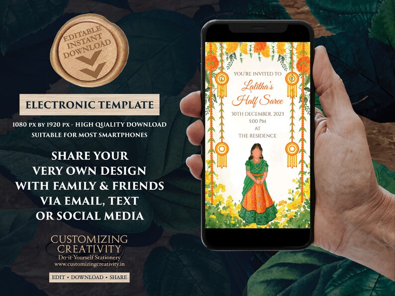 Half Saree Invite & Half Sari Invitations Half Saree - Etsy