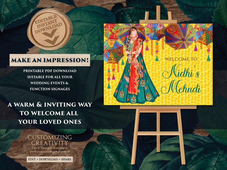 Buy Mehendi Poster as Mehndi Signs Mendhi Umbrella Desi Decor as Online ...
