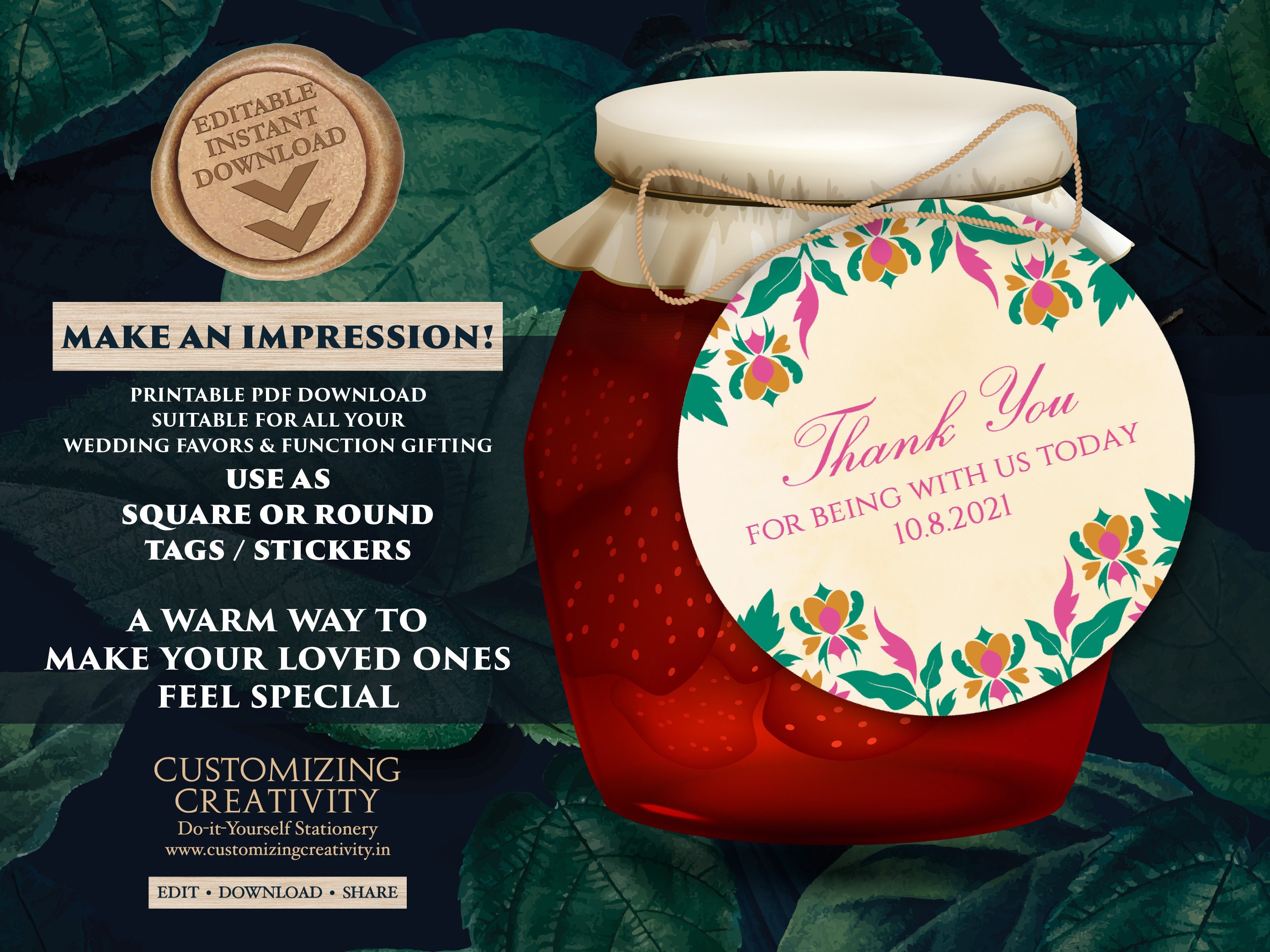 Floral Favor Tag Template for Indian Favor Tag Floral Cupcake | Etsy