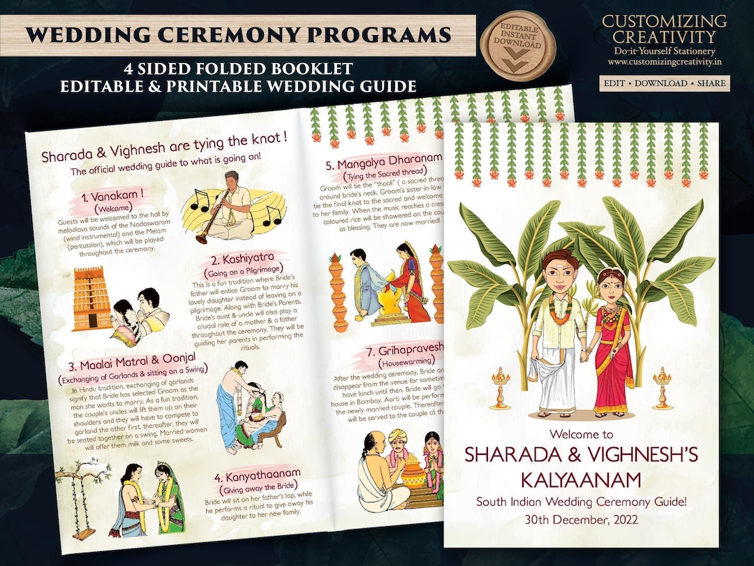 South Indian Wedding Program Template: Tamil & Telugu Ceremony Guide ...