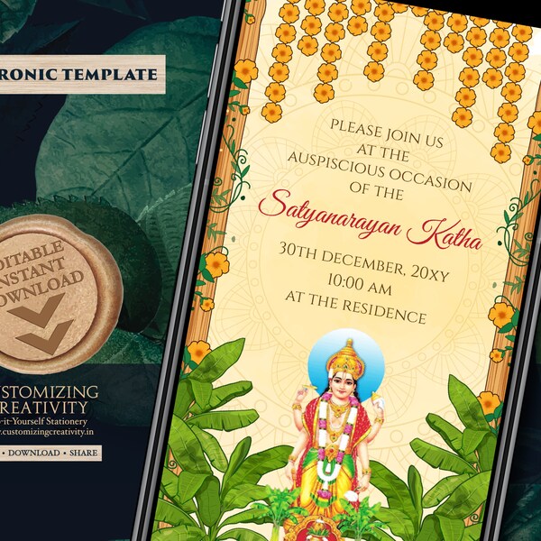 Satyanarayan Puja Invitation - Etsy