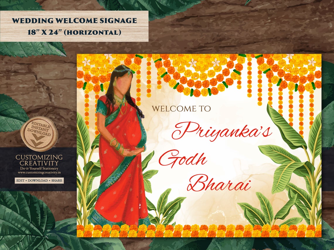Buy Godh Bharai Sign & Godh Bharai Welcome Sign Hindu Baby Shower ...