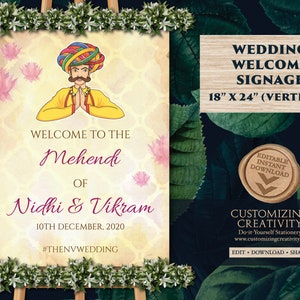Namaste Welcome Sign as Mendhi Welcome Sign, Indian Wedding Welcome ...