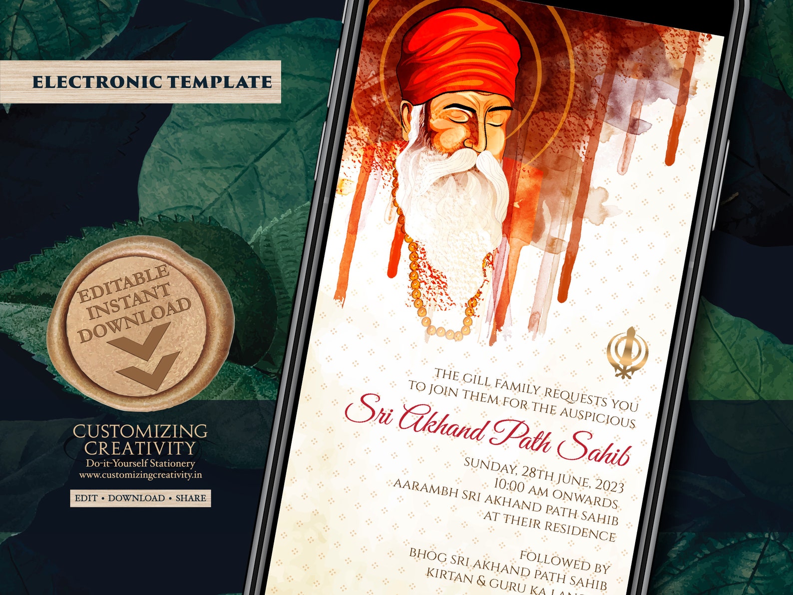 Digital Akhand Path Invite & Sri Akhand Path Sahib Invite | Etsy