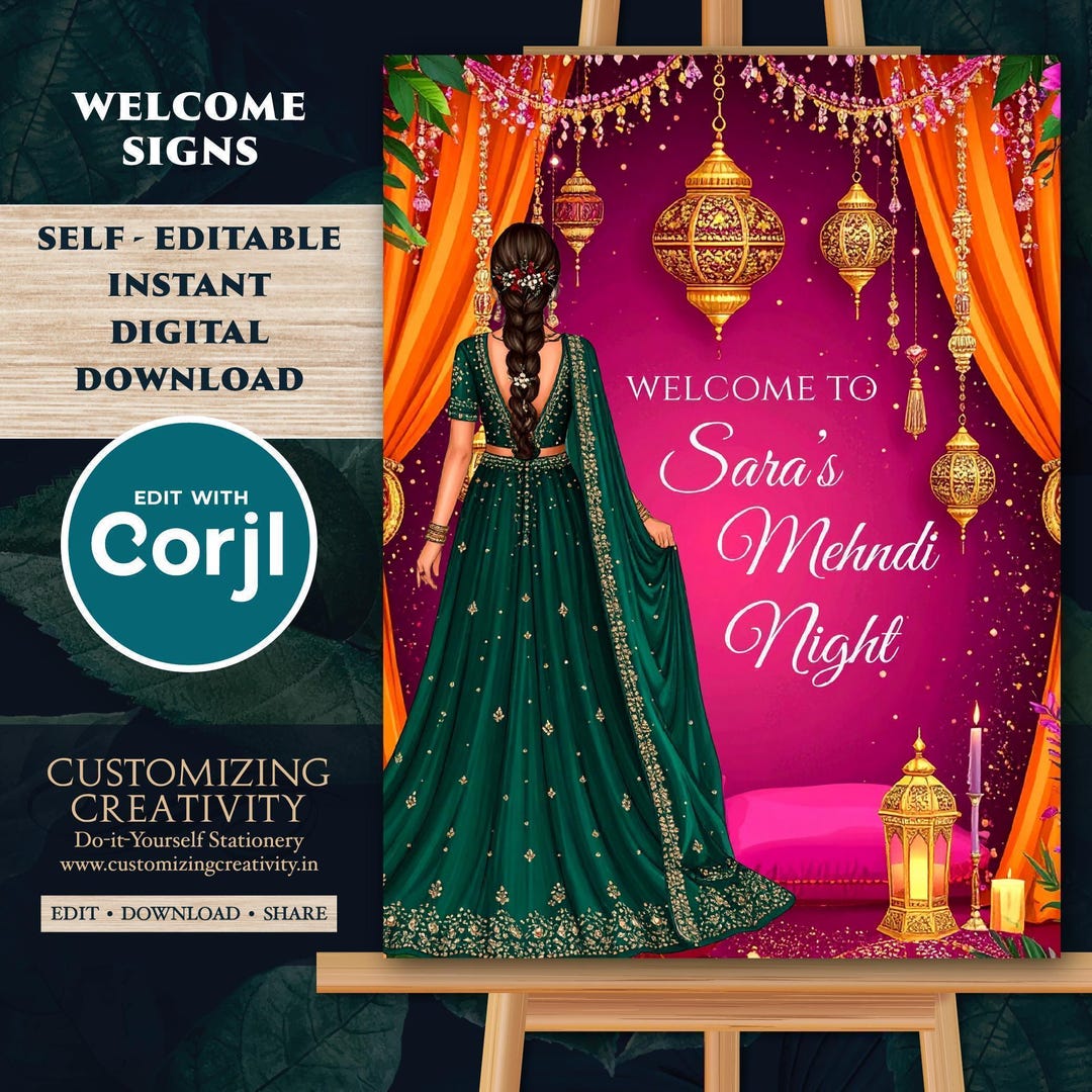Mehndi Boards Dholki Signs, Mendhi Welcome Poster as Mehndi Decoration ...