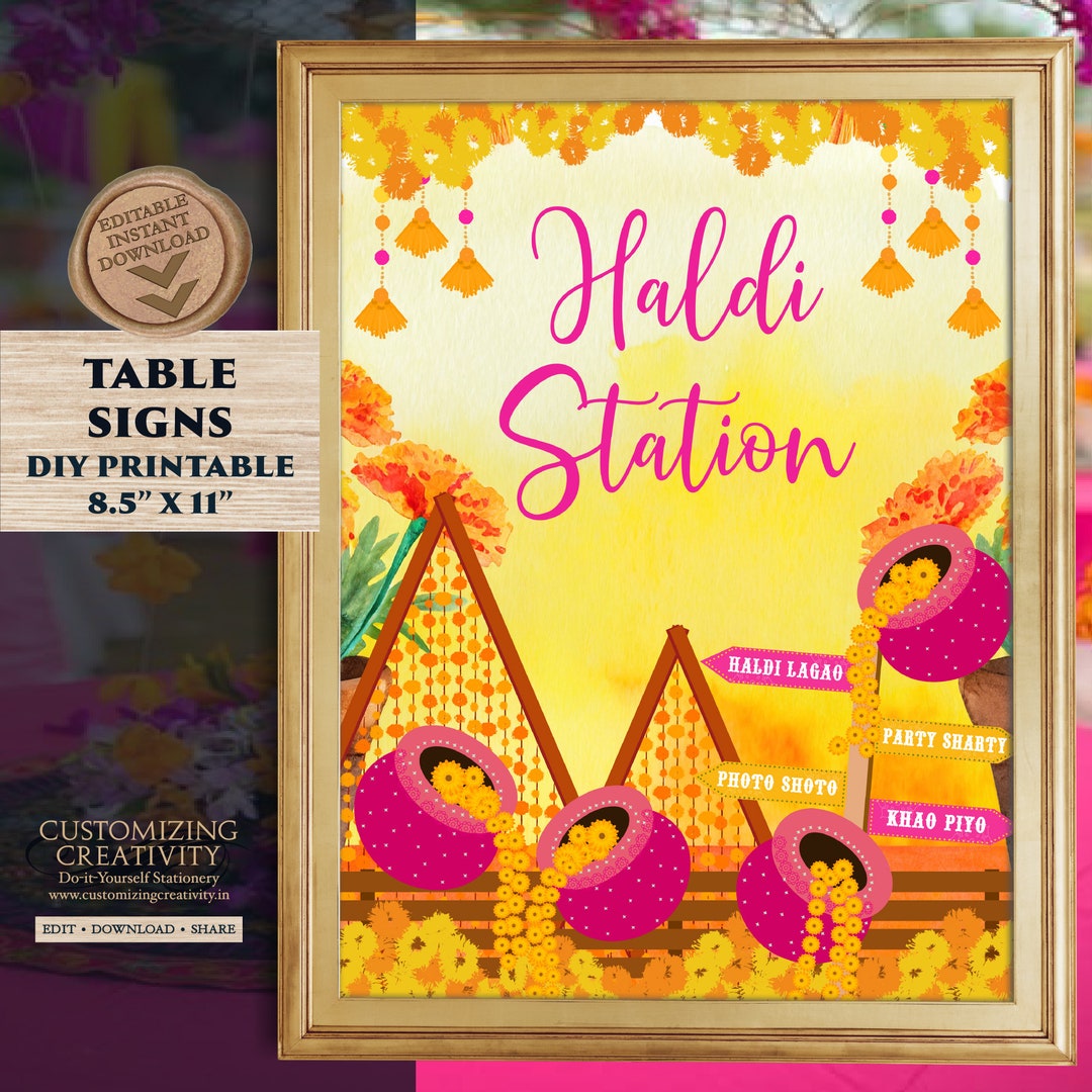Haldi Station Sign Dholki Decor, Haldi Decor as Mehendi Station Sign ...