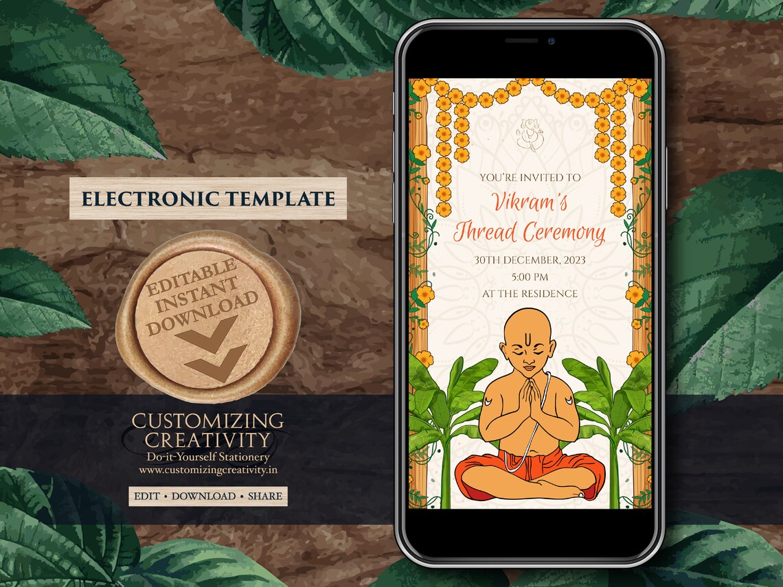 Thread Ceremony Invites as Upanayanam Invites Thread Ceremony - Etsy