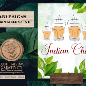 Chai Stall Signs Indian Food Station Sign, Indian Chai Station Sign ...