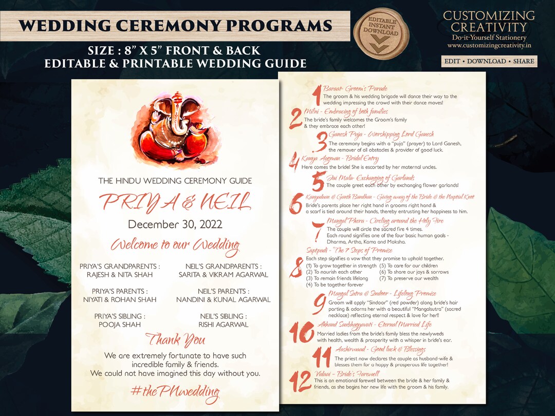 Hindu Ceremony Guide & Indian Ceremony Template, Indian Wedding ...