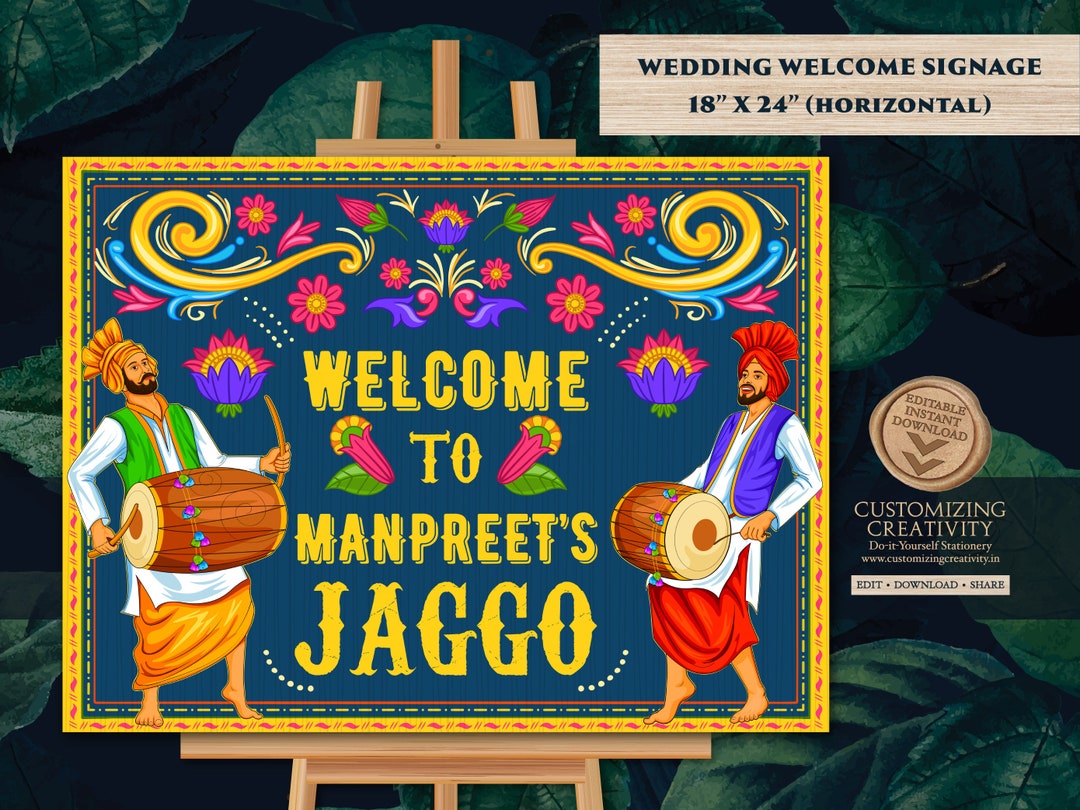 Jaggo Welcome Signs as Punjabi Wedding Decor Signage, Jaggo Signs ...