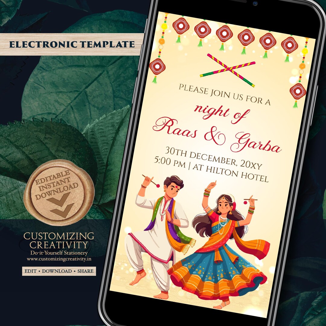 Digital Navratri Invites Raas Garba Invitations, Raas Garba Night ...