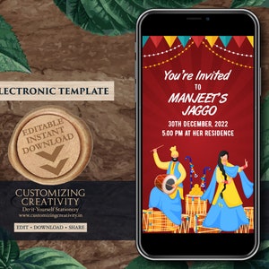 Jaggo Night Invites, Punjabi Party Invitation, Jago Party Invite ...